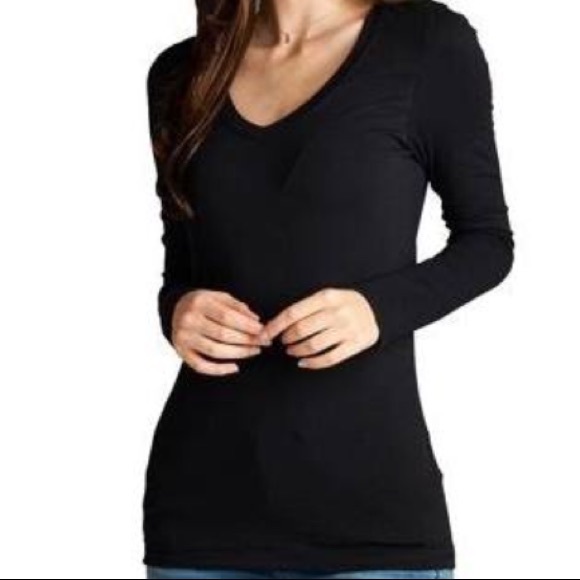Active Basic | Tops | Black Vneck Long Sleeve By Active Basic | Poshmark